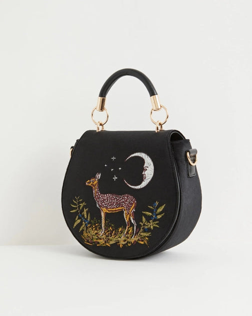 Fable England: Deer & Moon Saddle Bag Black Velvet – ESSE Purse Museum ...