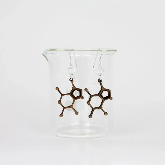 Sorcery Science Earrings: Birch Plywood Chocolate Molecule Dangles ...